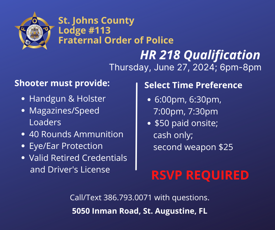Announcements - Fraternal Order of Police - St. Johns